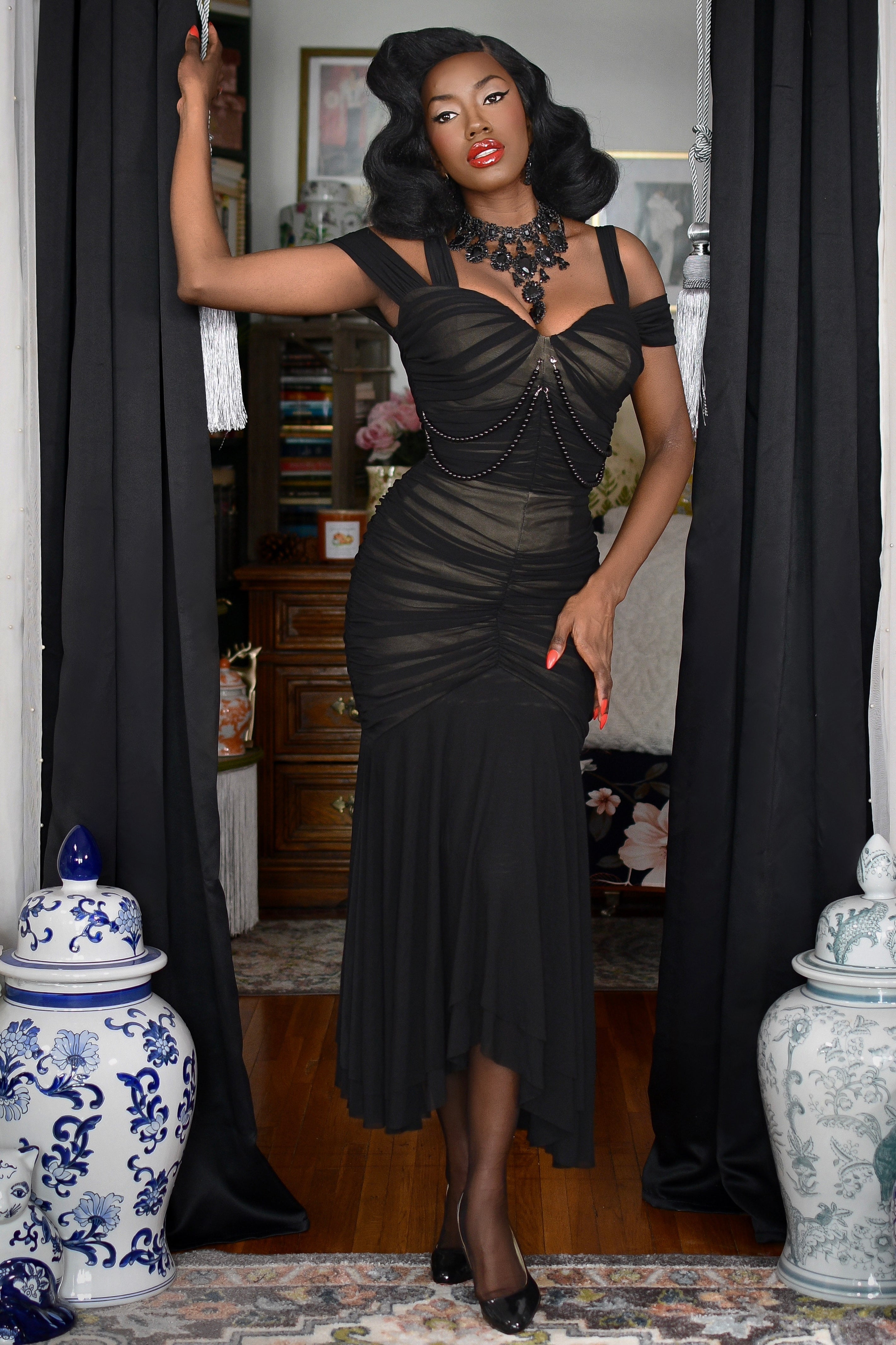Mummy Ruched Illusion Dress – ElleRebel